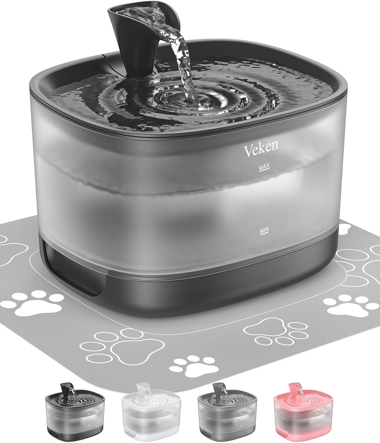 Veken| Cat Water Fountain | Detachable | 84oz/2.5L | Black | aborderproducts