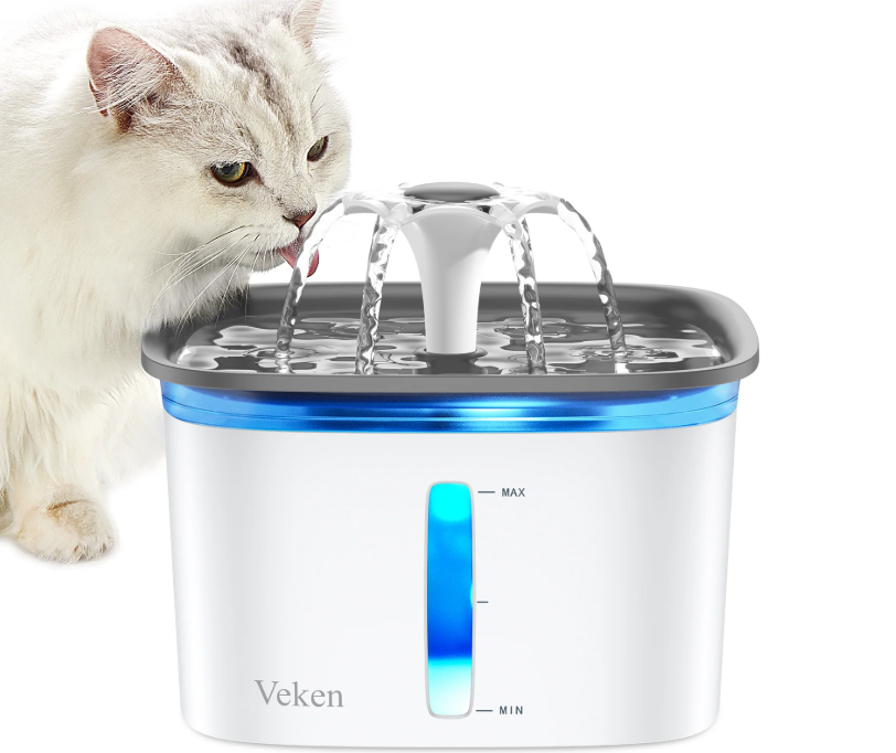 Veken | Pet Fountain | 95oz/2.8L| Blue | Plastic | aborderproducts