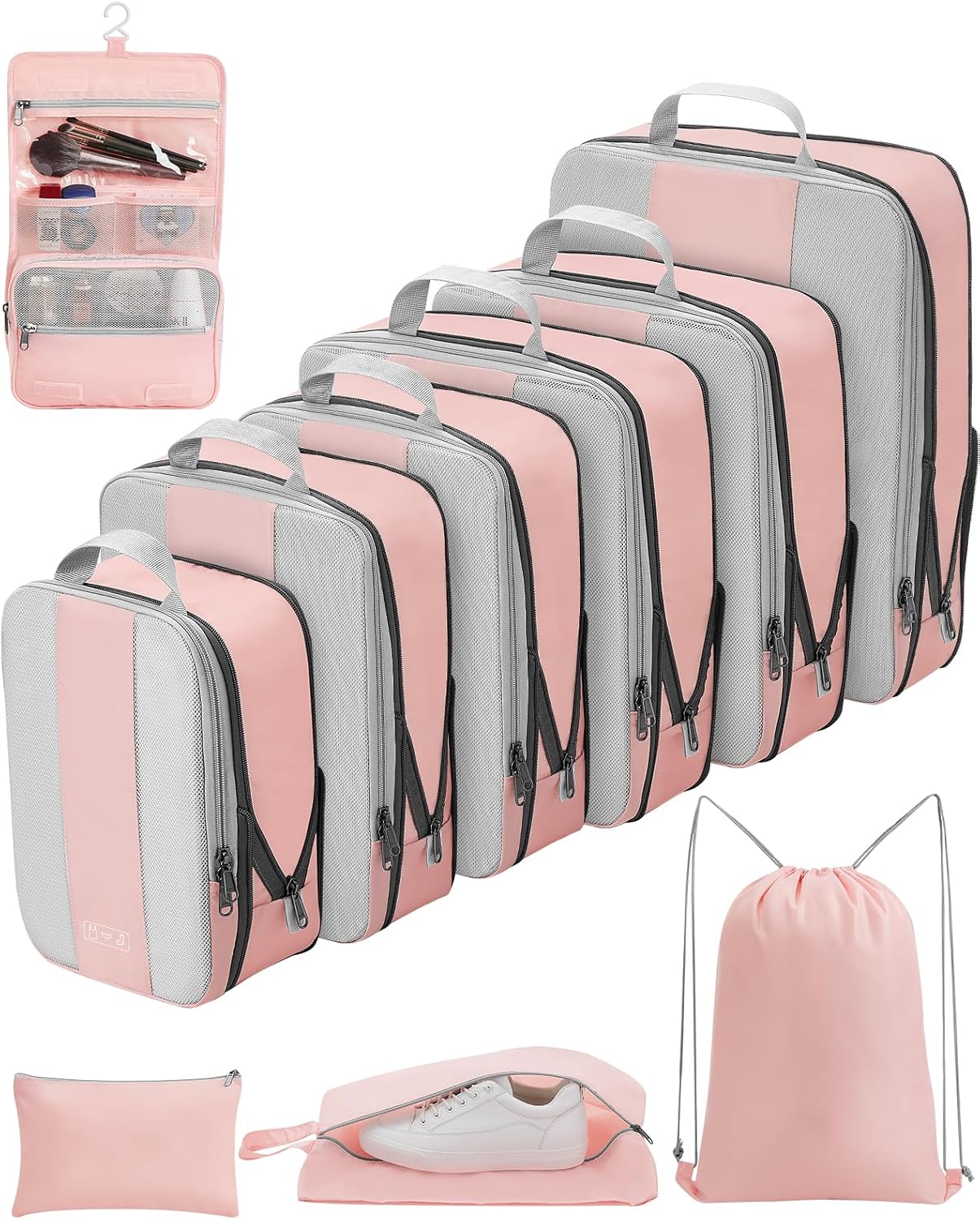 OlarHike | Compression Packing Cubes | 10 Sets | Pink | aborderproducts