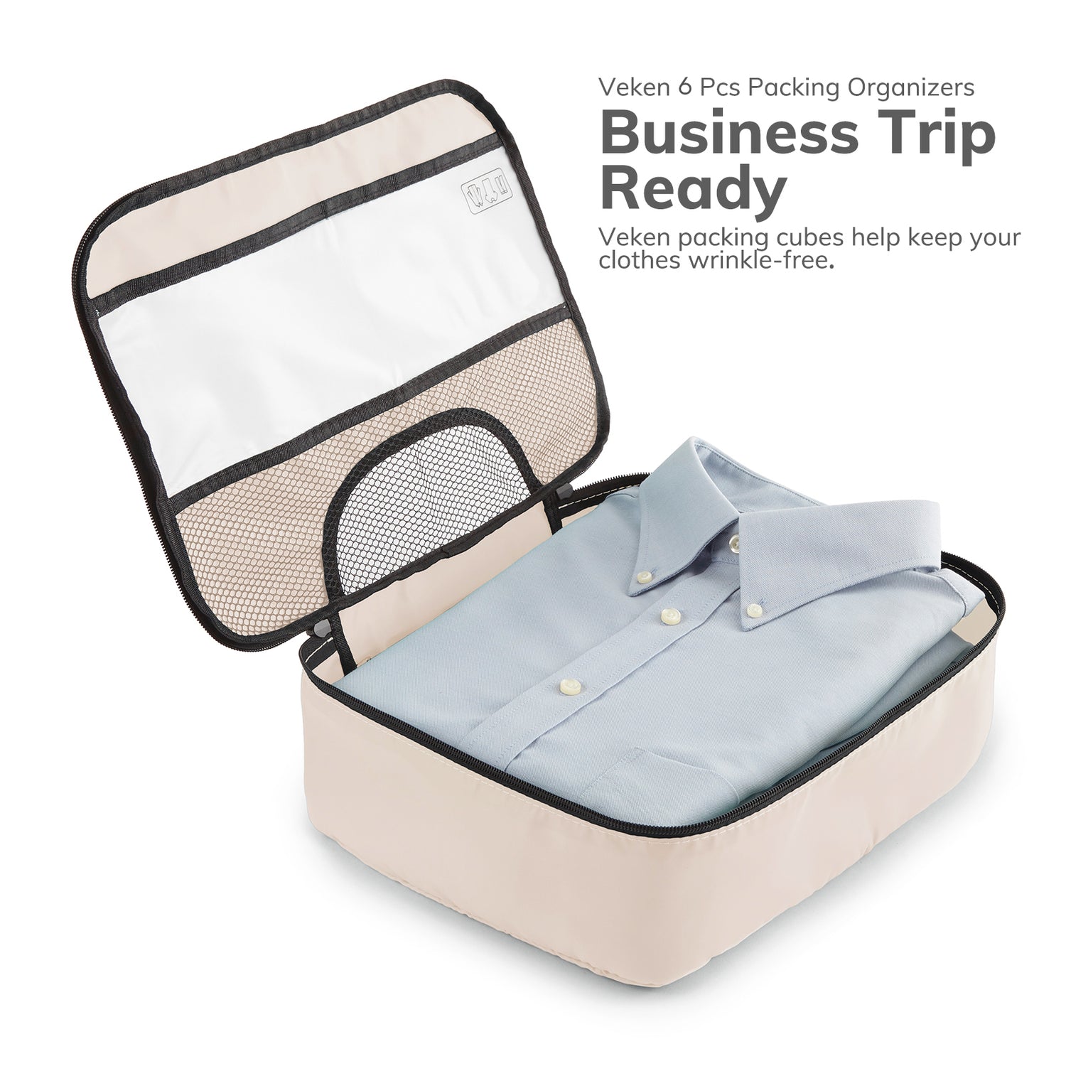 Packing Cubes | 6 Set | Color Cream | Veken | aborderproducts