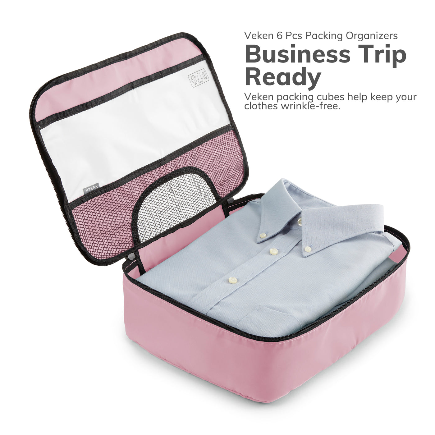 Packing Cubes | 6 Set | Color Pink | Veken | aborderproducts