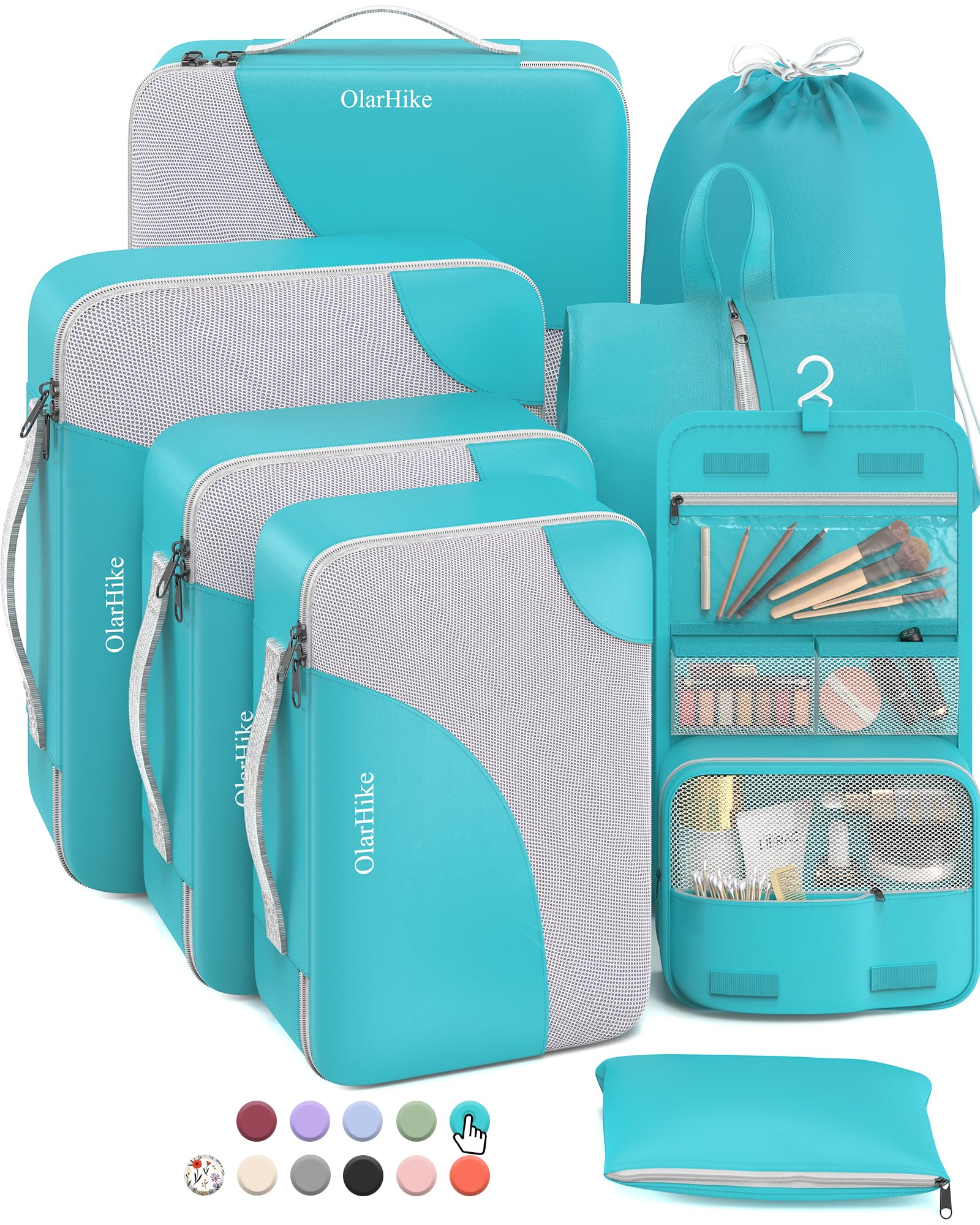 OlarHike | Packing Cubes | 8 Sets | Turquoise | aborderproducts